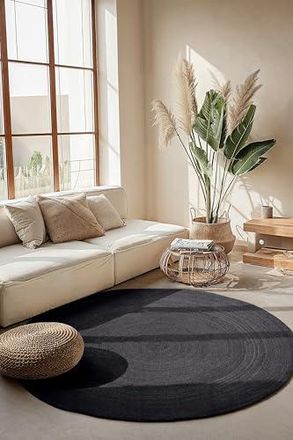 Hanse Home Rangpur Juteteppich - Natur Wohnzimmerteppich Rund aus 100% Jute, Handgewebt - Robust & Pflegeleicht - Moderner, Boho Naturfaser Teppich f&uuml;r Wohnzimme