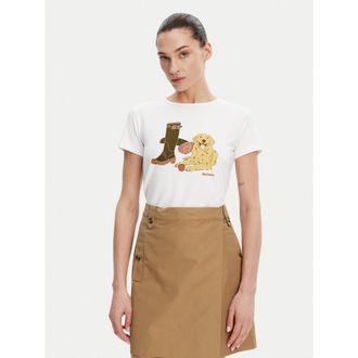 Barbour T-Shirt Rowen LTS0668WH11 Weiß Regular Fit