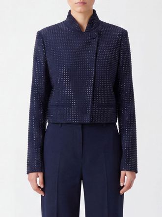 Pinko Veste courte &agrave; boutonnage simple en viscose avec broderie de cristaux