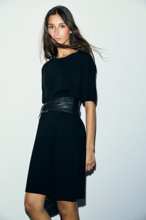 Gerard Darel Robe courte et droite en maille milano - CLO - Noir