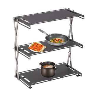 Generic Campingregal | Ausstellungstisch, 3 Ebenen, faltbar, aus Edelstahl, zusammenklappbar, f&uuml;r K&uuml;che, Picknick, Angeln, Garten, Hinterhof, Grill, Innenbere