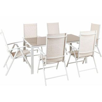 Beliani Gartenm&ouml;bel Set 6-Sitzer CATANIA Metall Beige