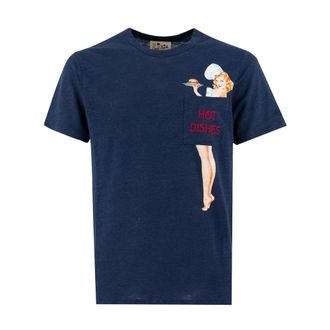 MC2 Saint Barth Homme, Tops, Bleu, Taille: XL T-Shirt en lin Ecstasea