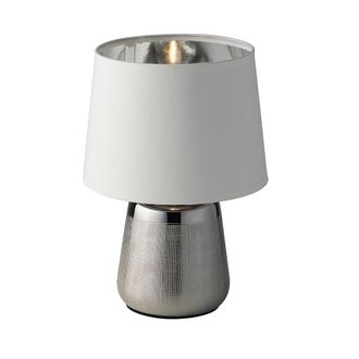 Luce-Ambiente-Design Table Lamp Ecstasy in Silver Ceramic and Black Fabric Lampshade