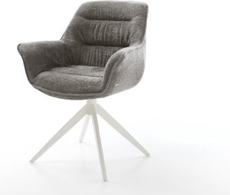 DELIFE Drehstuhl Kaira-Flex Boucl&eacute; Soft Schlamm Kreuzgestell breit Wei&szlig; 360&deg; drehbar Wippfunktion, Esszimmerst&uuml;hle