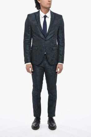 Corneliani CC COLLECTION Damast-Wollmix-Anzug mit Satin-Details Corneliani