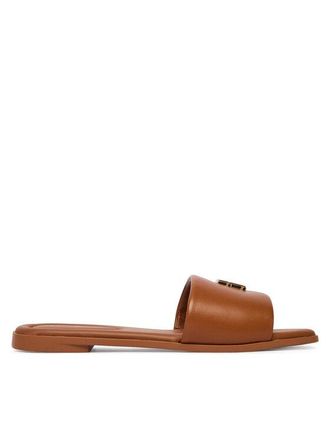 Tommy Hilfiger Pantoletten Th Logo Hardware Leather Mule FW0FW09292 Braun