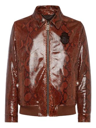 Billionaire Boys Club veste &agrave; effet peau de serpent - Marron