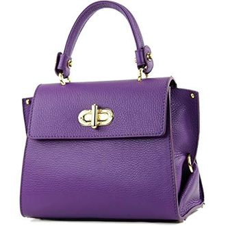 modamoda.de T182 - Fourre-tout italien pour femme, petit cuir, Couleur:Pourpre