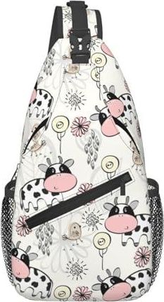 Generic Vaches Laiti&egrave;res Mignonnes De Dessin Anim&eacute;, Oiseaux, Fleurs Sac &Agrave; Bandouli&egrave;re Pratique Sacs &Agrave; Dos L&eacute;ger Sac Banane Pour Randonn&eacute;e Homme Femme