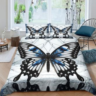 Generic Bettw&auml;sche 220X240 cm 3 Teilig Weiche Angenehme Mikrofaser Bettbezug Tier Ischer Schmetterling 3D Druck Bettw&auml;sche Set,1 Bettbez&uuml;ge Mit Rei&szlig;verschluss