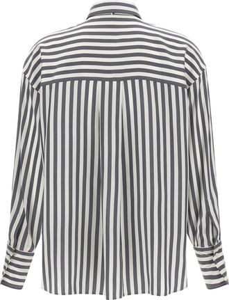 Brunello Cucinelli Striped Silk Blouse - Gray
