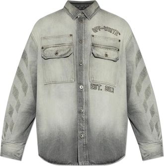 Off-white Homme, Chemises, Gris, Taille: 2XL Chemise en jean avec poches