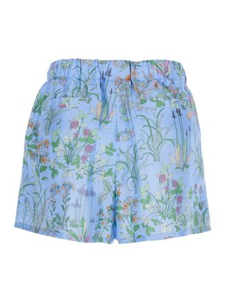 Gucci Womens Shorts Printed Silk Short, Blue