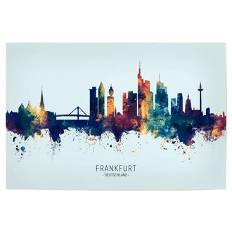 artboxONE Poster 30x20 cm St&auml;dte Frankfurt Skyline BlueOrange - Bild Frankfurt City Cityscape