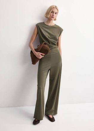 Mango T-shirt d&eacute;tails fronc&eacute;s kaki - Femme - XXS - MANGO