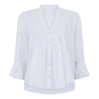 120% Lino Femme, Blouses et Chemises, Blanc, Taille: 48 FR Chemise en lin avec boutons