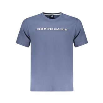 North Sails Blau Baumwolle Herren T-Shirt mit Fettem Druck - - Tops - Herren - Blau - S