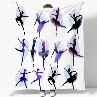 Generic Druckdecke Kunst Ballerina Sherpa Flanell Decke, Lila Erwachsene Kinder 130 x 150 cm Decke, Warm Gem&uuml;tlich Langlebig Sofadecke TV Decke Wohndecke Bedr