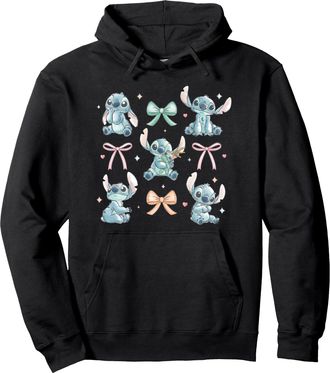 Disney Stitch & Scrump Coquette Style Bows Valentines Day Pullover Hoodie