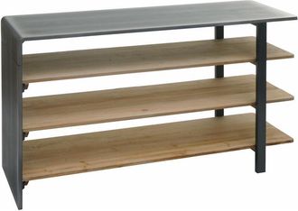 Hhg Regal HHG 582, Wohnregal Bücherregal Schuhregal Sideboard, Massiv-Holz Industrial 72x119x40cm mvg natur mit Metall-Optik