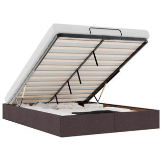 vidaXL Cadre de lit ottoman sans matelas marron fonc&eacute; 140x190 cm tissu Vidaxl
