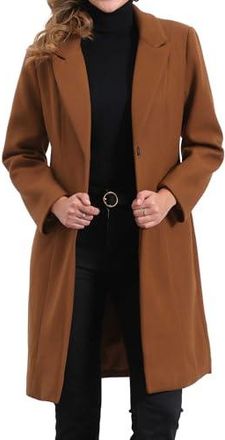 Allegra K Manteau &agrave; Revers Crant&eacute; Femmes &Eacute;l&eacute;gant avec Poches Boutons Manteaux dHiver &agrave; Manches Longues Caban dAffaires Marron XL
