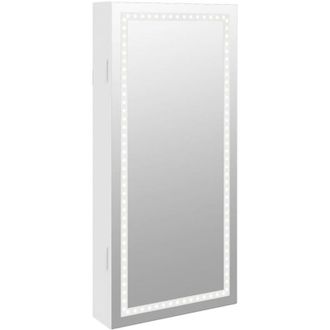 vidaXL Spiegel-Schmuckschrank mit LED-Beleuchtung Wandmontage Wei&szlig; Vidaxl