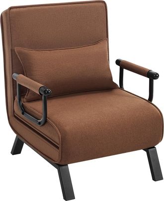 Woltu Schlafsessel 3 in 1 mit bettfunktion, Gästebettfür, Schlafsofa mit Bettfunktion, Verstellbarer Rückenlehne, Wohnzimmer, Schlafzimmer, Balkon, Metallra