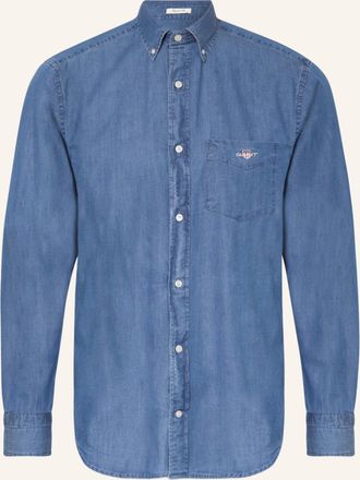 GANT Hemd Regular Fit In Jeansoptik blau