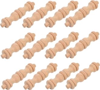 PartyKindom 12 Stück Geschnitzte Holzsäulen für Weinschrank Rustikale Stabile Säulen mit Europäischem Brückendesign Handgefertigte Holzspindeln für Küchen Wohn un