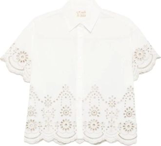 MC2 Saint Barth Femme, Blouses et Chemises, Blanc, Taille: 42 FR Clementine Crop Bluse Sangallo