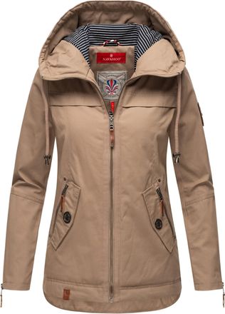 Navahoo Damen Jacke Fr&uuml;hling &Uuml;bergangsjacke Parka Mantel Kapuze B692 [B692-Wek-Taupe-Gr.M]