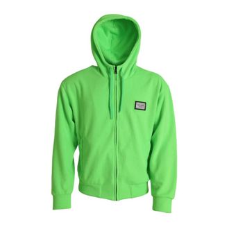 Dolce & Gabbana SweaT-shirt &agrave; capuche zipp&eacute; avec plaque logo - Homme - Sweatshirts et sweats &agrave; capuche - Vert - Taille: S