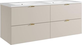 Vente-Unique H&auml;ngender Badezimmerschrank mit Einbauwaschbecken - Beige - 120 cm - Lavena