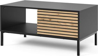 Vicco Couchtisch Eliza, Schwarz/Eiche, 90 x 50 cm mit einer Schublade