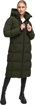 Marikoo Damen Wintermantel (XS-5XL) - gesteppt, abnehmbare Kapuze, winddicht - N102 - DarkOlive Größe 5XL - Gr.5XL