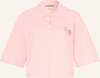 Smith & Soul Piqu&eacute;-Poloshirt Mit Schmuckperlen rosa