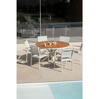 Sklum Garten-Set aus rundem Tisch (&Oslash; 140 cm) und 6 St&uuml;hle Archer Gardenia Wei&szlig;