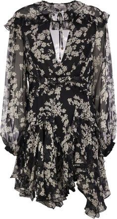 Elisabetta Franchi Femme, Robes, Multicolore, Taille: 38 FR Mini-robe en voile de soie &agrave; imprim&eacute; floral