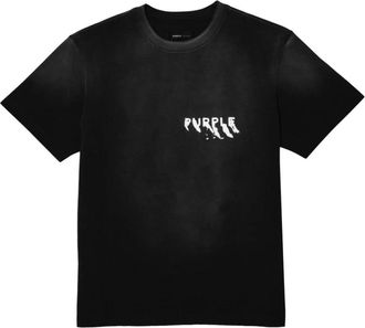 Purple Homme, Tops, Noir, Taille: 2XL P117 T-shirt en coton avec lettrage peint