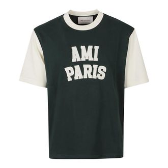 Ami T-Shirt mit aufgesticktem Filzlogo - - Tops - Herren - Gr&uuml;n - S