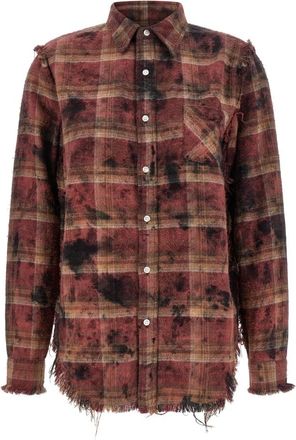 R13 Femme, Blouses et Chemises, Multicolore, Taille: 36 FR Overdyed Plaid Shirt