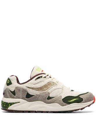Saucony x Bodega Grid Shadow 2 Jaunt Woven - Hemp/Acid Lime/Red Alert/Gum Sneakers - Nude
