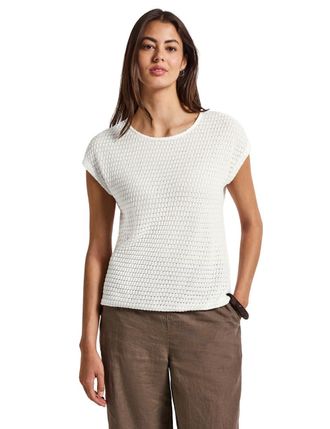 Street One Damen A323564 Strukturshirt, Off White, 40