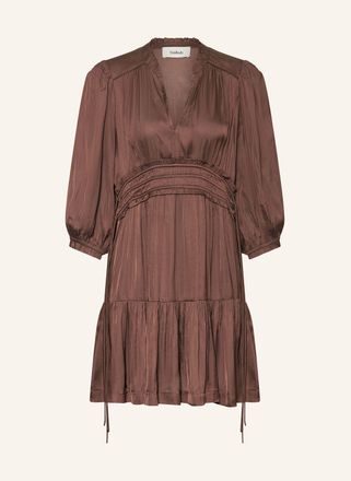 BA&SH Ba&Sh Satinkleid Cyrilia Mit 3/4-Arm Und R&uuml;schen braun
