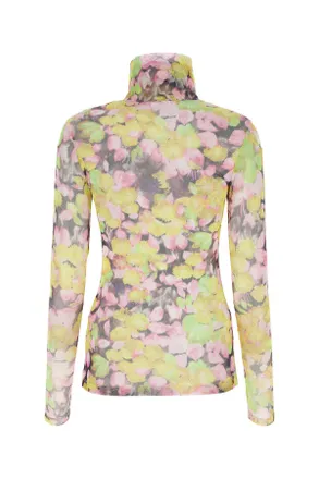 Dries Van Noten Floral Printed Mesh Top - Yellow