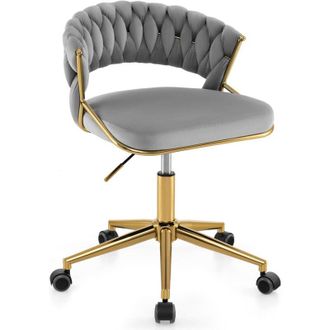 Costway Chaise de Bureau, Design &Eacute;l&eacute;gant, Fauteuil Ergonomique Pivotante, R&eacute;glable en Hauteur, Chaise Rembourr&eacute;e avec Dossier Tiss&eacute;, Capacit&eacute; 150 kg