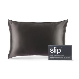 Slip 22 Momme Seidenkissenbezug in 51 x 76cm - aus 100% Maulbeer Seide, mit Rei&szlig;verschluss, atmungsaktiv, ideal f&uuml;r Allergiker, schwarz