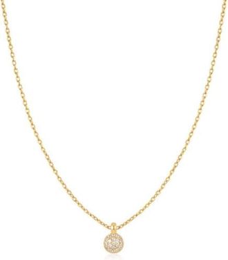 Ania Haie Collier pour femme Dusk Divas Sphere Pav&eacute; en argent sterling plaqu&eacute; or 14 carats, pendentif serti de 19 zircons, longueur 40 cm + rallonge de 5 cm, av